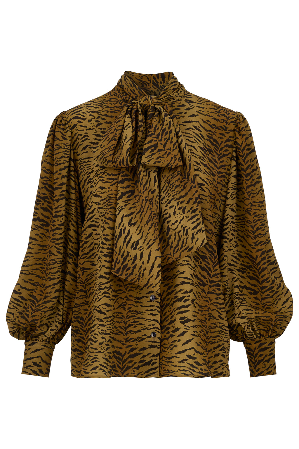 Silk Pussybow in Tiger Print – Tabitha Webb